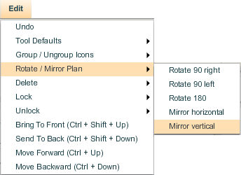The Icovia Interface > Menu Bar > Edit Menu > Rotate/Mirror Plan